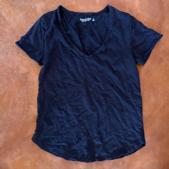 Abercrombie & Fitch | Tops | Abercrombie Fitch Black Euc Soft Af T Shirt Collection Wide V Neck ...
